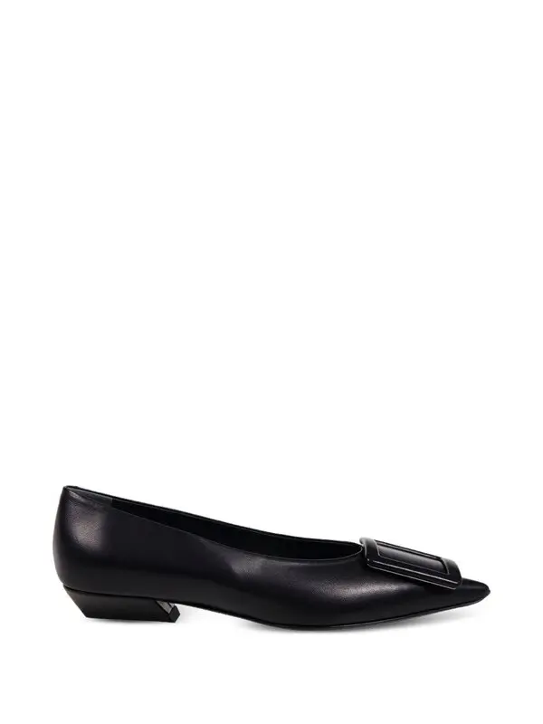 ROGER VIVIER Pointed Toe Leather Ballet Flats - Black