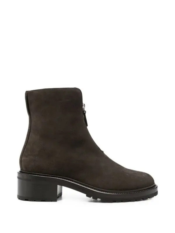 THE ROW Hike Suede Leather Zip Up Ankle Boots - Brown