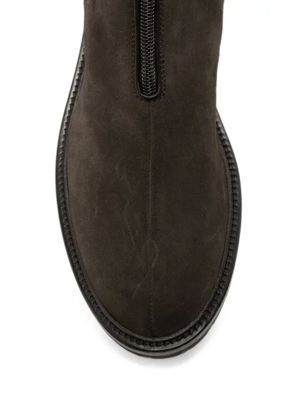 THE ROW Hike Suede Leather Zip Up Ankle Boots - Brown