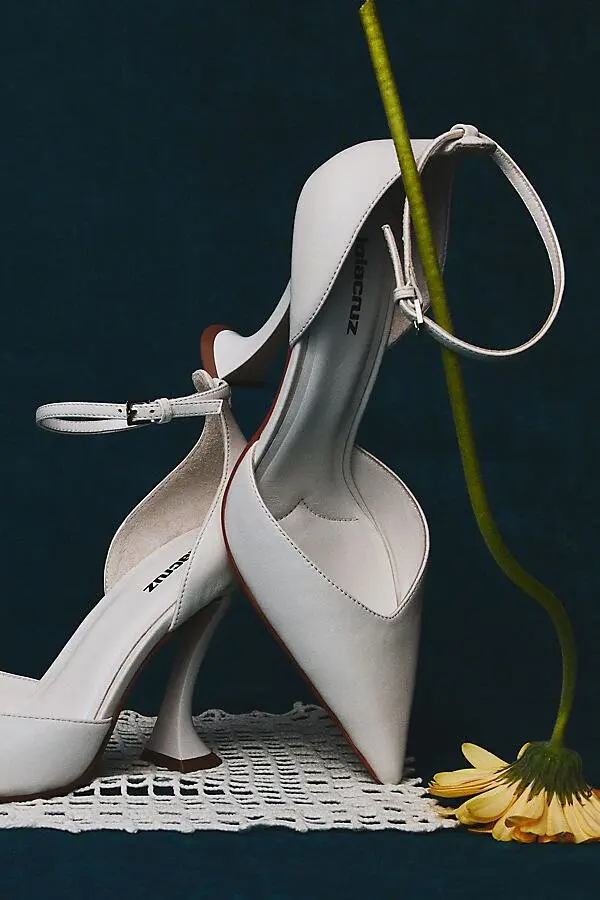 Lola Cruz Sculpted Heel Pumps With Ankle Strap
