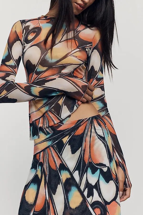 AFRM Sera Butterfly Maxi Skirt - Brandy Butterfly