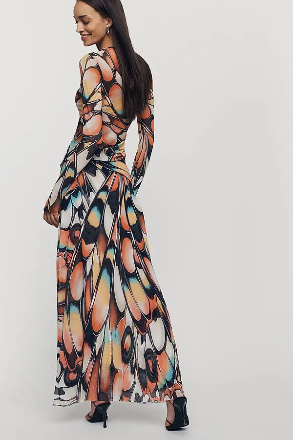 AFRM Sera Butterfly Maxi Skirt - Brandy Butterfly