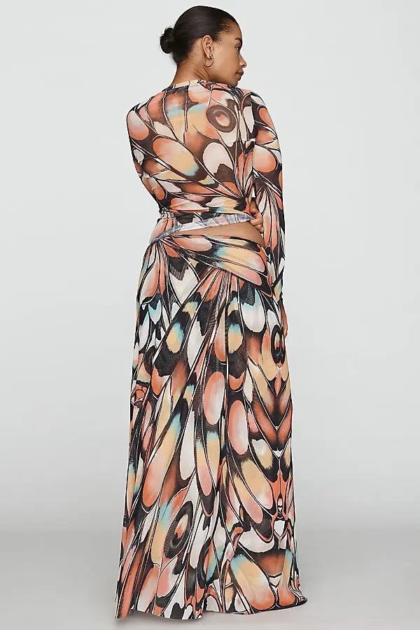 AFRM Sera Butterfly Maxi Skirt - Brandy Butterfly