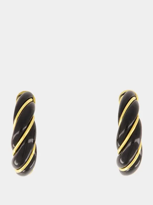AURÉLIE BIDERMANN Diana Hoop Earrings With Resin And Yellow Gold Gilding - Black