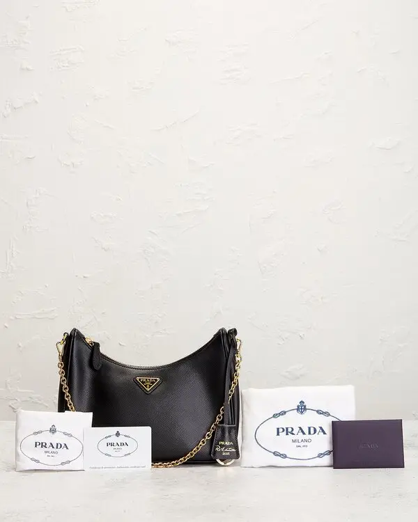 Prada Saffiano Re-edition 2005 Shoulder Bag - Black