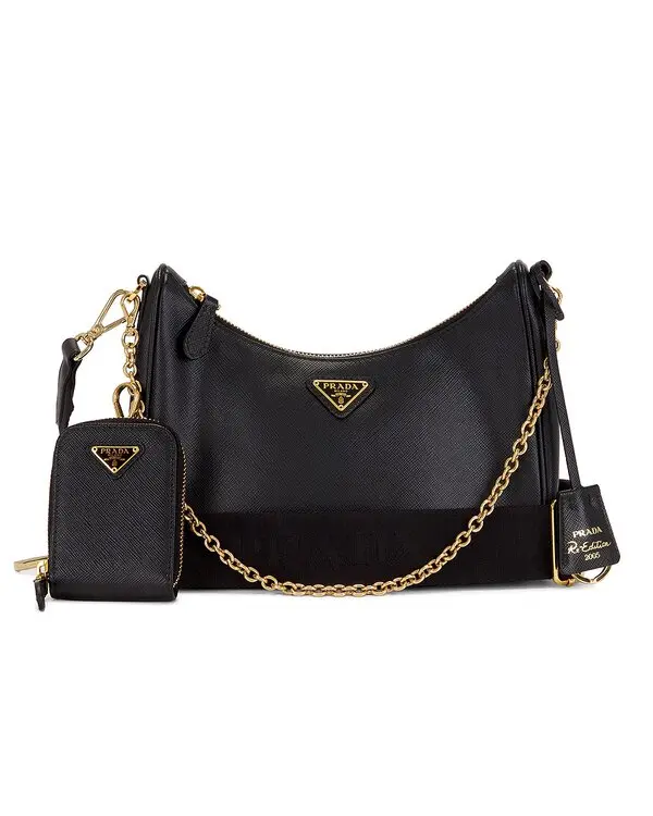 Prada Saffiano Re-edition 2005 Shoulder Bag - Black