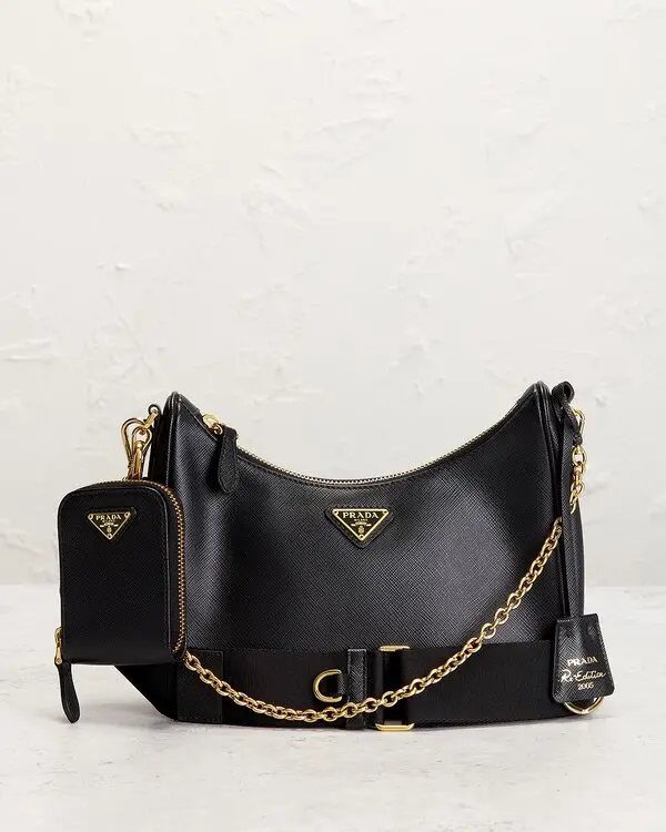 Prada Saffiano Re-edition 2005 Shoulder Bag - Black