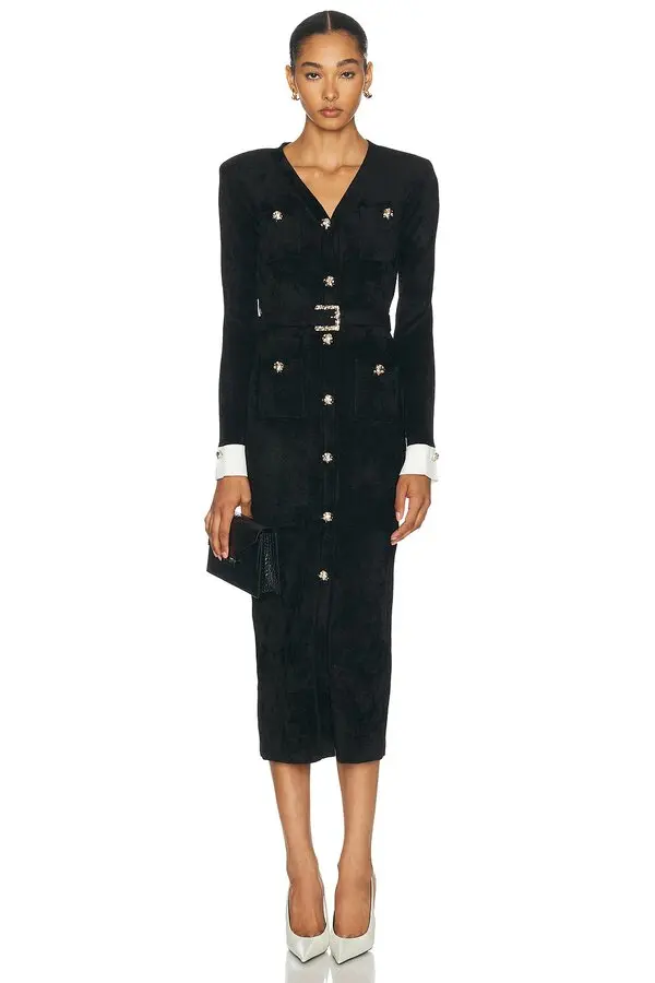 SELF-PORTRAIT Chenille Knit Midi Dress