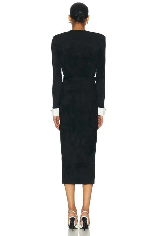 SELF-PORTRAIT Chenille Knit Midi Dress With Belt