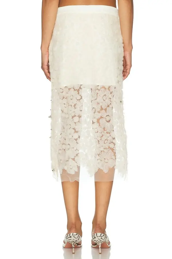SIEDRES Siam Sheer Floral Applique Midi Skirt