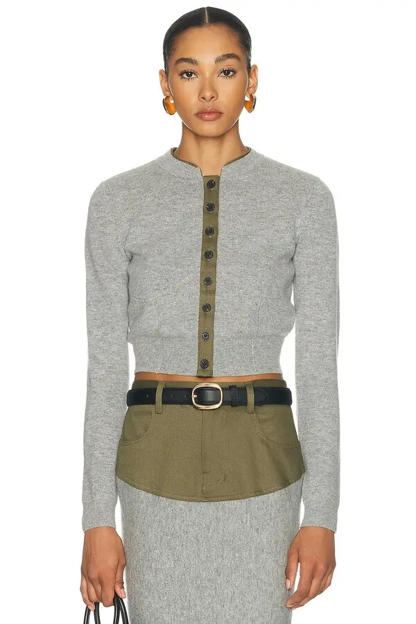 SELF-PORTRAIT Contrast Placket Cardigan