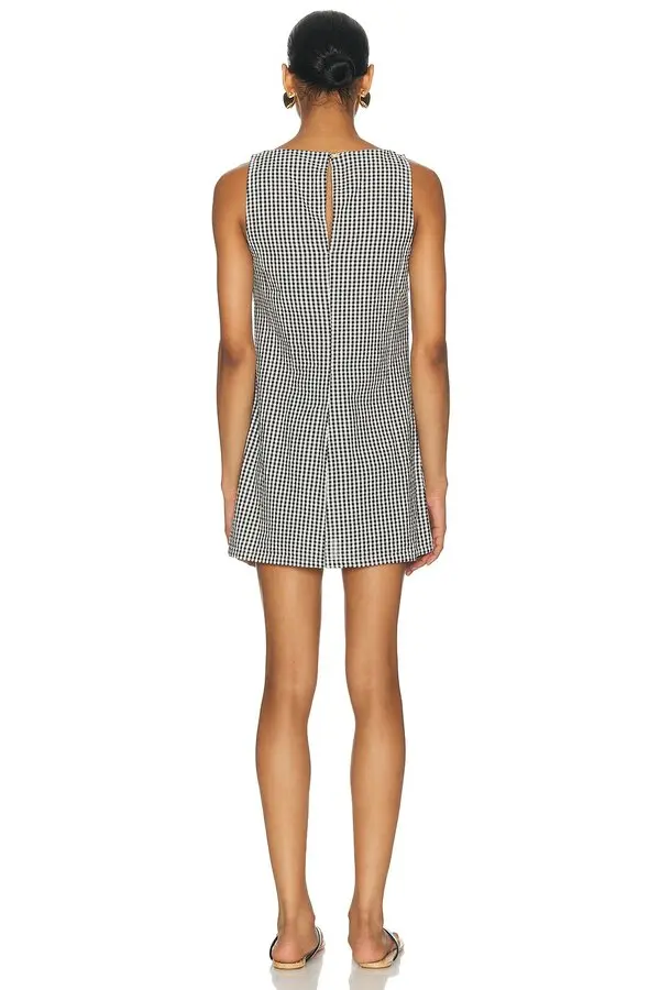 Donni. Cotton Gingham Boatneck Dress