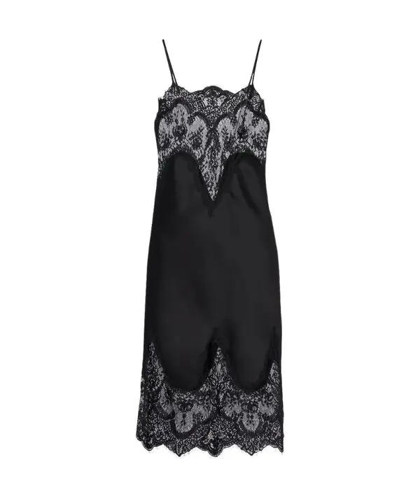 Norma Kamali Bias Slip Dress With Lace
