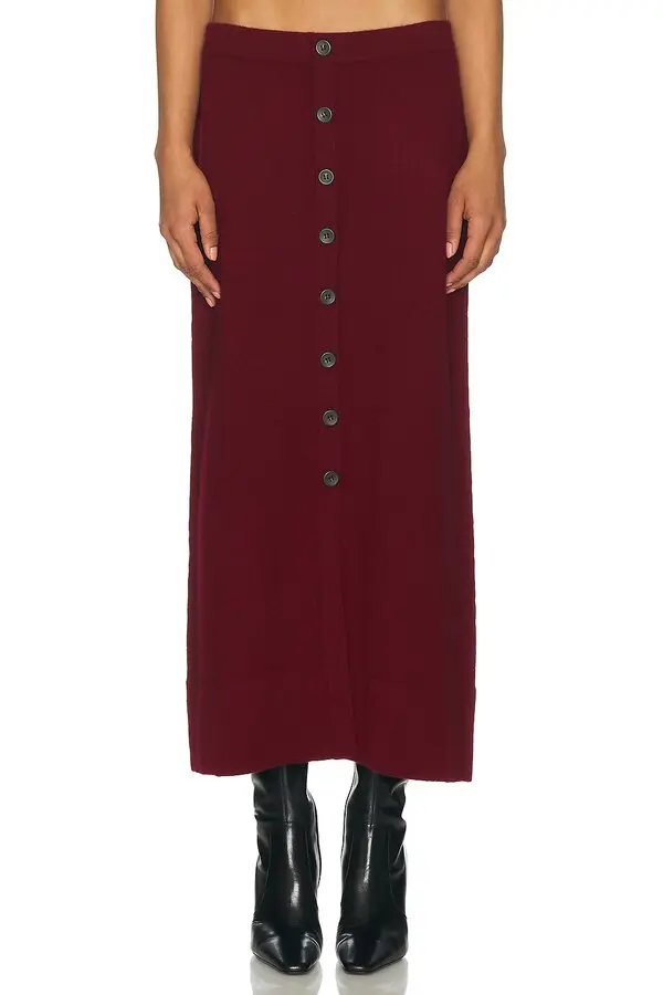 Altuzarra Callahan Cashmere Button Front Midi Skirt - Grenache