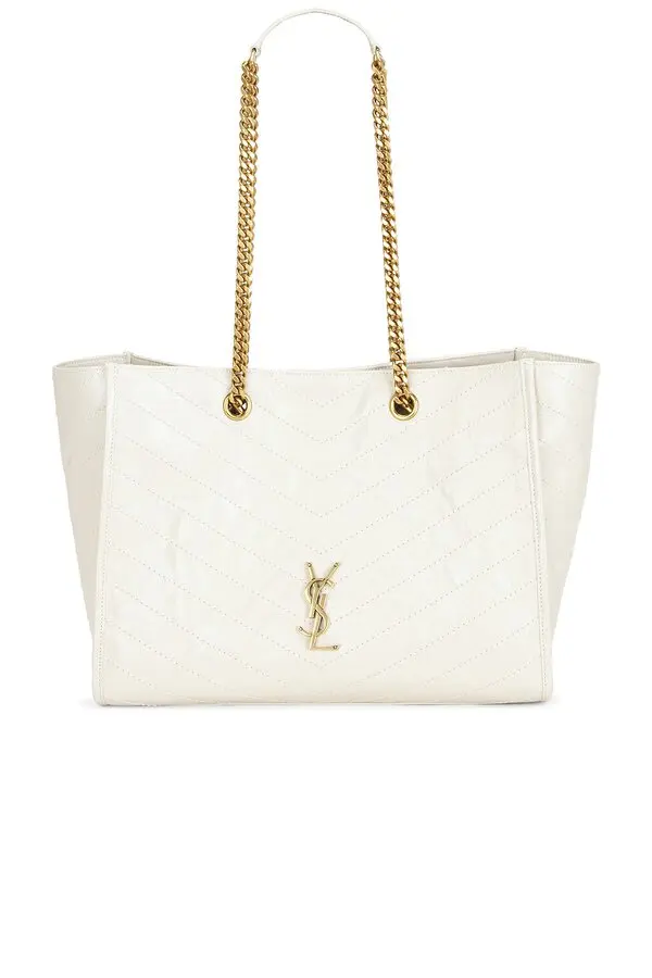 Saint Laurent East West Niki Shopping Bag In White - Blanc Vintage