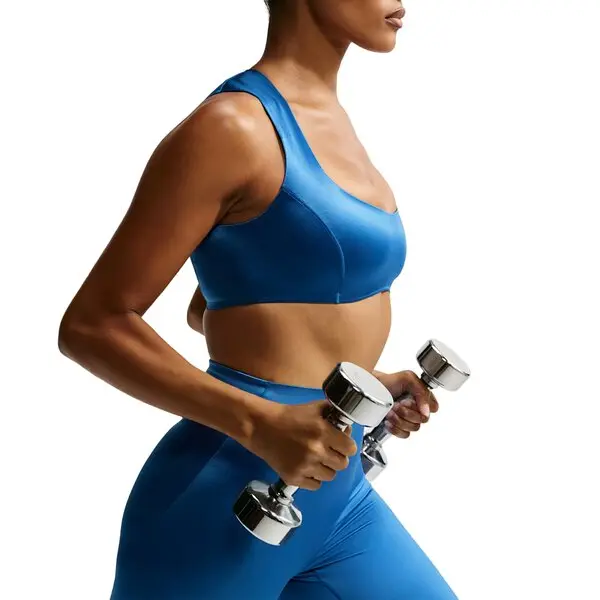 Nike Skims Satin Shine Open-scoop Bra - Cobalt