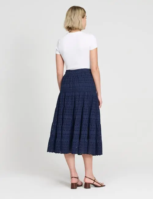 FINERY LONDON Broderie Anglaise Tiered Midi Skirt
