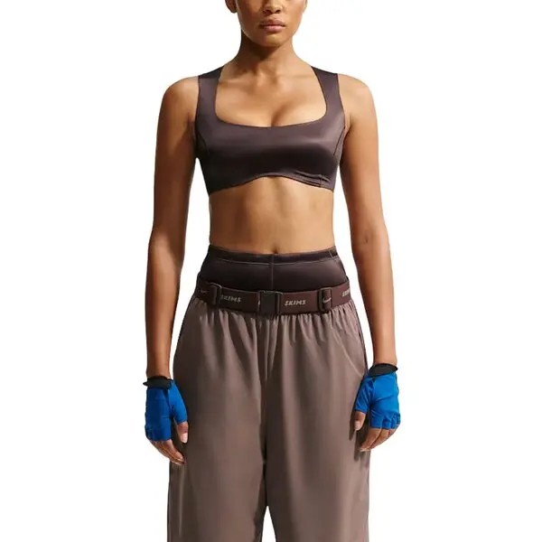 Nike Skims Satin Shine Open-scoop Bra - Resin
