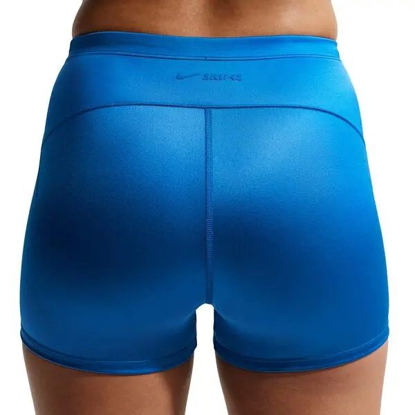 Nike Skims Satin Shine Mid-rise Boyshorts - Cobalt