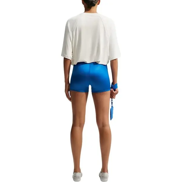 Nike Skims Satin Shine Mid-rise Boyshorts - Cobalt