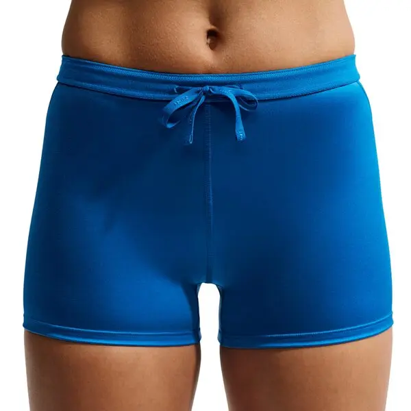 Nike Skims Satin Shine Mid-rise Boyshorts - Cobalt