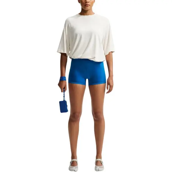Nike Skims Satin Shine Mid-rise Boyshorts - Cobalt