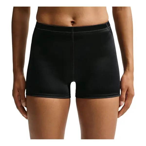 Nike Skims Satin Shine Mid-rise Boyshorts - Obsidian