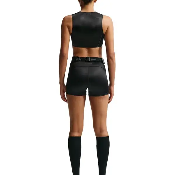 Nike Skims Satin Shine Mid-rise Boyshorts - Obsidian