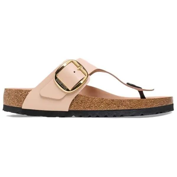 BIRKENSTOCK Gizeh Big Buckle Natural Leather Patent Sandals - Beige