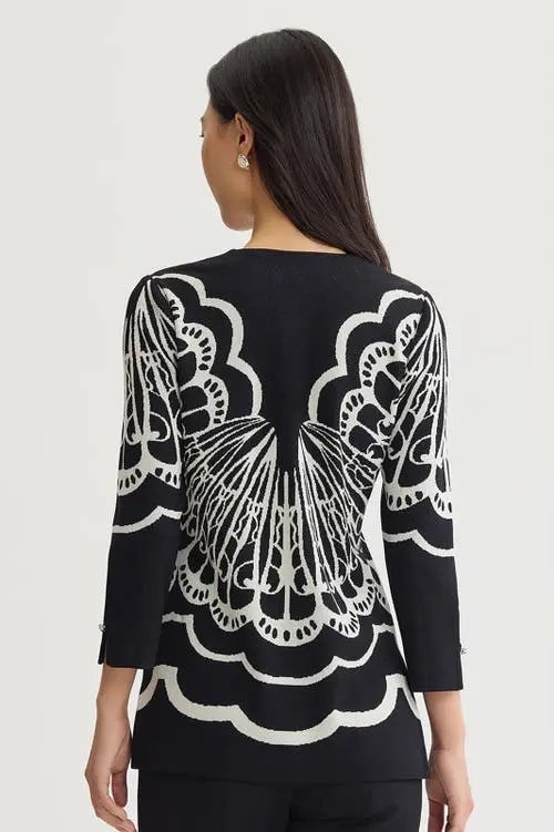 Ming Wang Feminine Soft Jacquard Knit Tunic