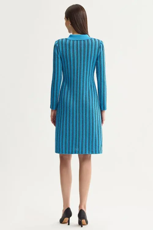 Ming Wang A-line Faux Double Breasted Knit Dress