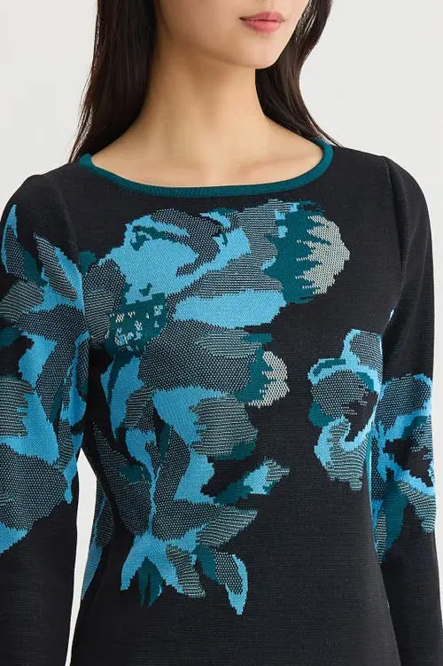 Ming Wang Floral Jacquard Knit Tunic