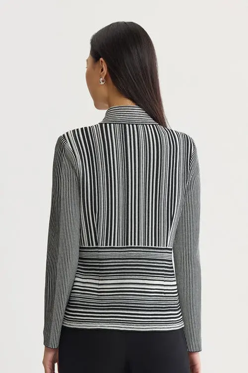 Ming Wang Monochrome Striped Knit Jacket