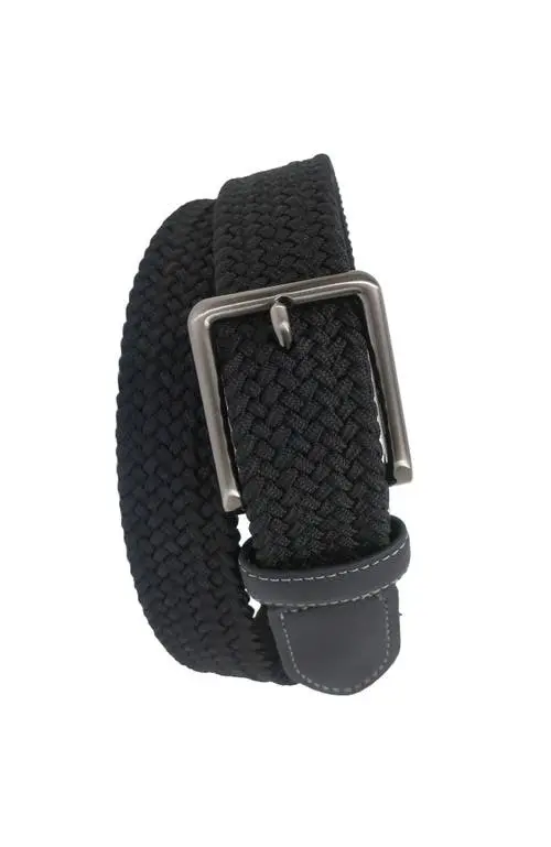 IZOD Woven Stretch Golf Belt With Leather Accents