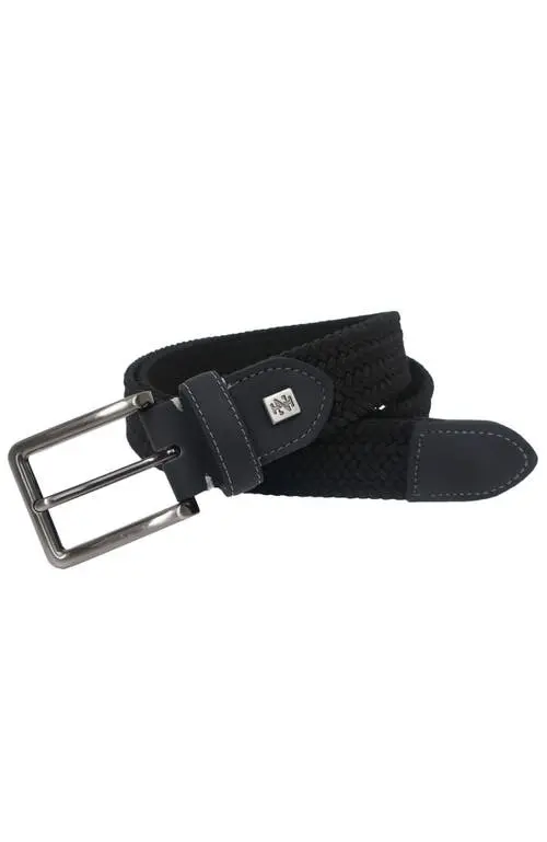 IZOD Woven Stretch Golf Belt With Leather Accents - Black