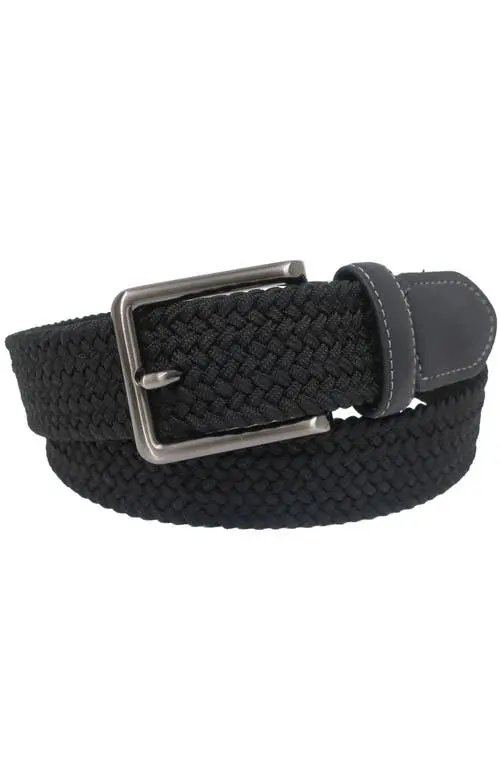 IZOD Woven Stretch Golf Belt With Leather Accents - Black