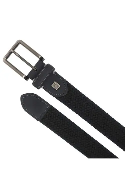 IZOD Woven Stretch Golf Belt With Leather Accents - Black