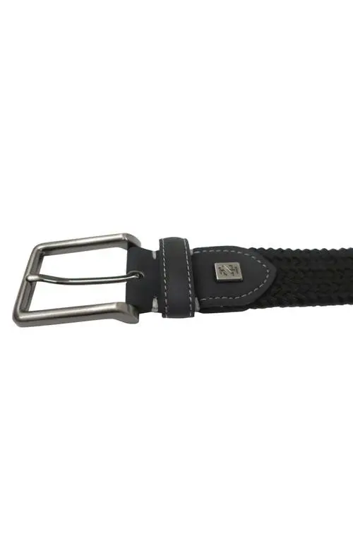 IZOD Woven Stretch Golf Belt With Leather Accents - Black