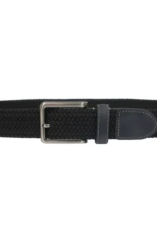 IZOD Woven Stretch Golf Belt With Leather Accents - Black