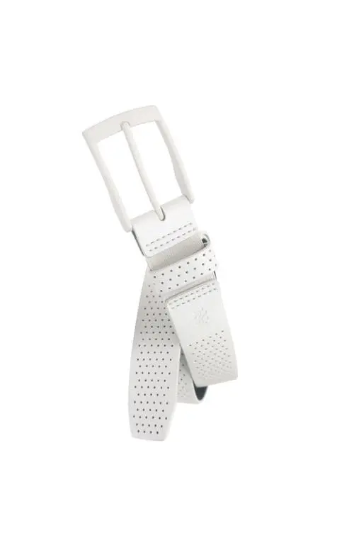 IZOD Perforated Leather Golf Belt - White