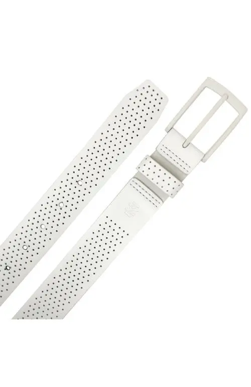 IZOD Perforated Leather Golf Belt - White