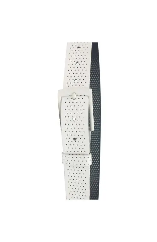 IZOD Perforated Leather Golf Belt - White
