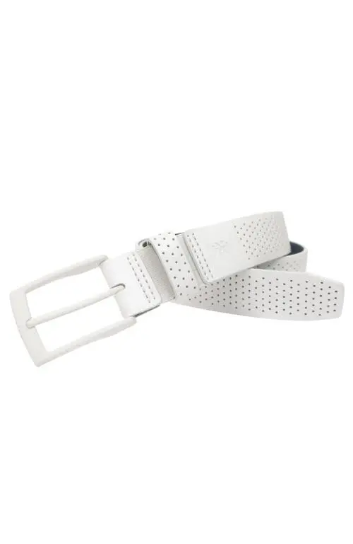 IZOD Perforated Leather Golf Belt - White
