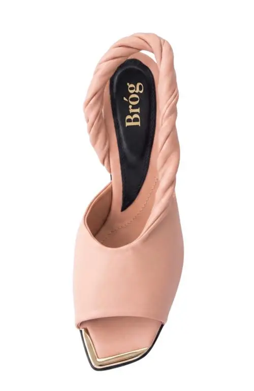 BRÓG Orla Twisted Strap Slingback Cone Heel Dusky Pink