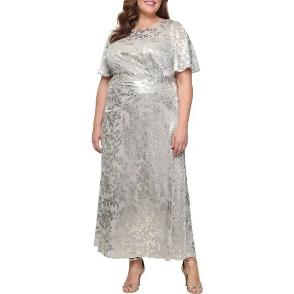 SL FASHIONS Foil Border Gown