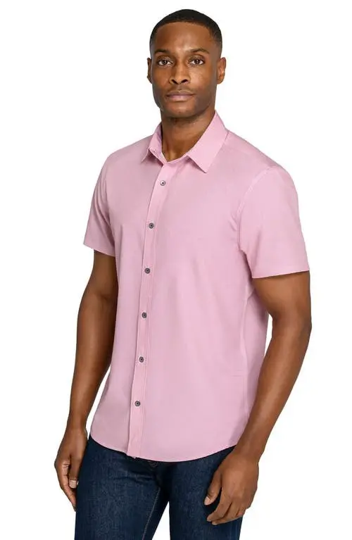 W.R.K Abstract Geo Short Sleeve Button Up Shirt - Pink