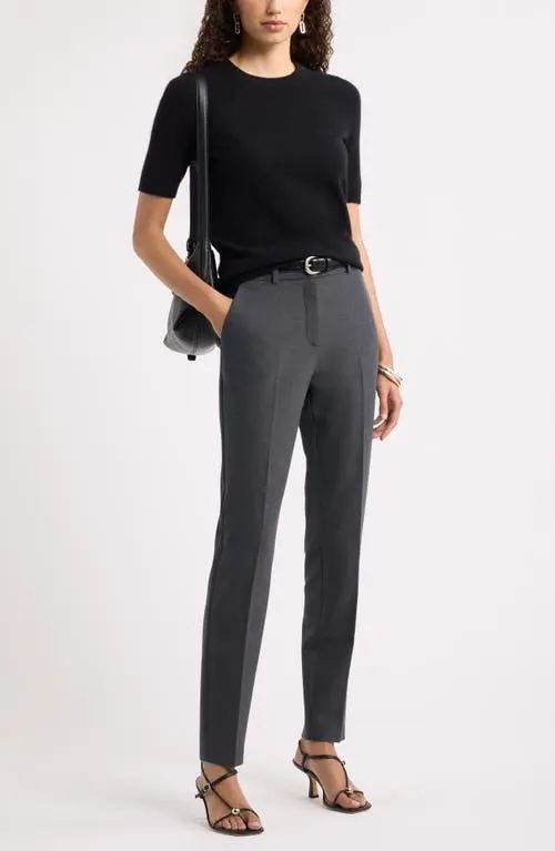 Nordstrom Cashmere Short Sleeve Crewneck Sweater - Black Rock