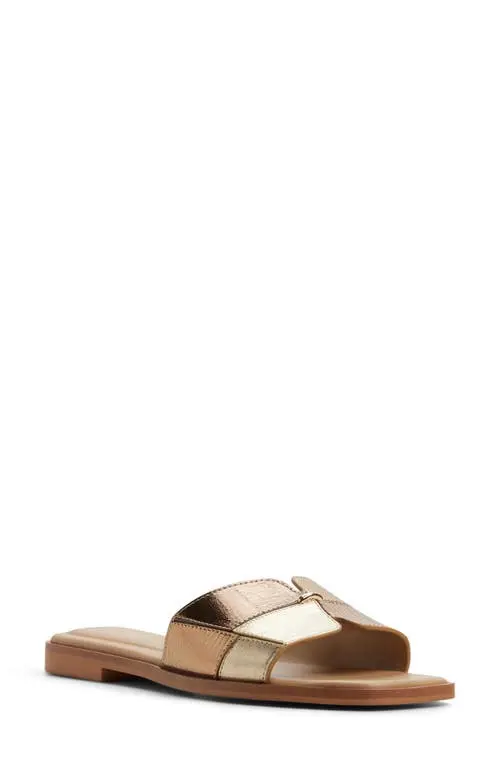 Aldo Itsandalmix Leather Slide Sandal - Gold