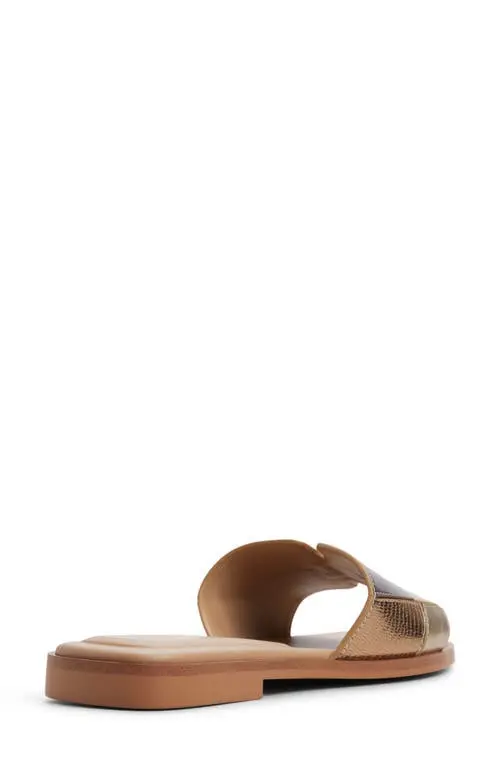 Aldo Itsandalmix Leather Slide Sandal - Gold