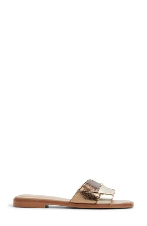 Aldo Itsandalmix Leather Slide Sandal - Gold